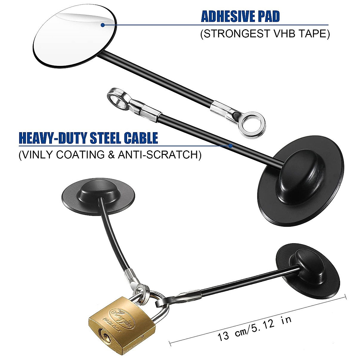 Hotop 4 Pieces Refrigerator Door Lock with Key Padlock Freezer Door Safety Cabinet Chest Mini Fridge Lock for Adults with Adhesive