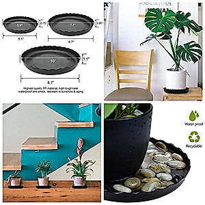 ECOESPTI 12Pcs Plant Saucer, 6 8 10 Inch Durable Plastic Plant Tray, Black Round Plant Pot Saucers, Drip Tray for Indoor and Outdoor Garden