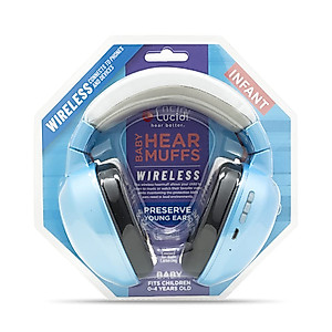 Lucid Audio Wireless HearMuff - Hearing Protection Earmuffs for Babies/Infants/Toddlers - Bluetooth Sensory Headphones for Autism, Fireworks, Sporting Events (Light Blue)