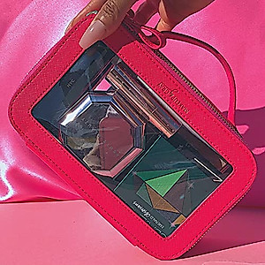 Makeup by Gray TSA Approved Toiletry Bag for Women, Clear Makeup Bag, Heavy Duty Cosmetic Bag for Traveling- Water Resistant, Luxury Vegan Leather (Hot Pink)