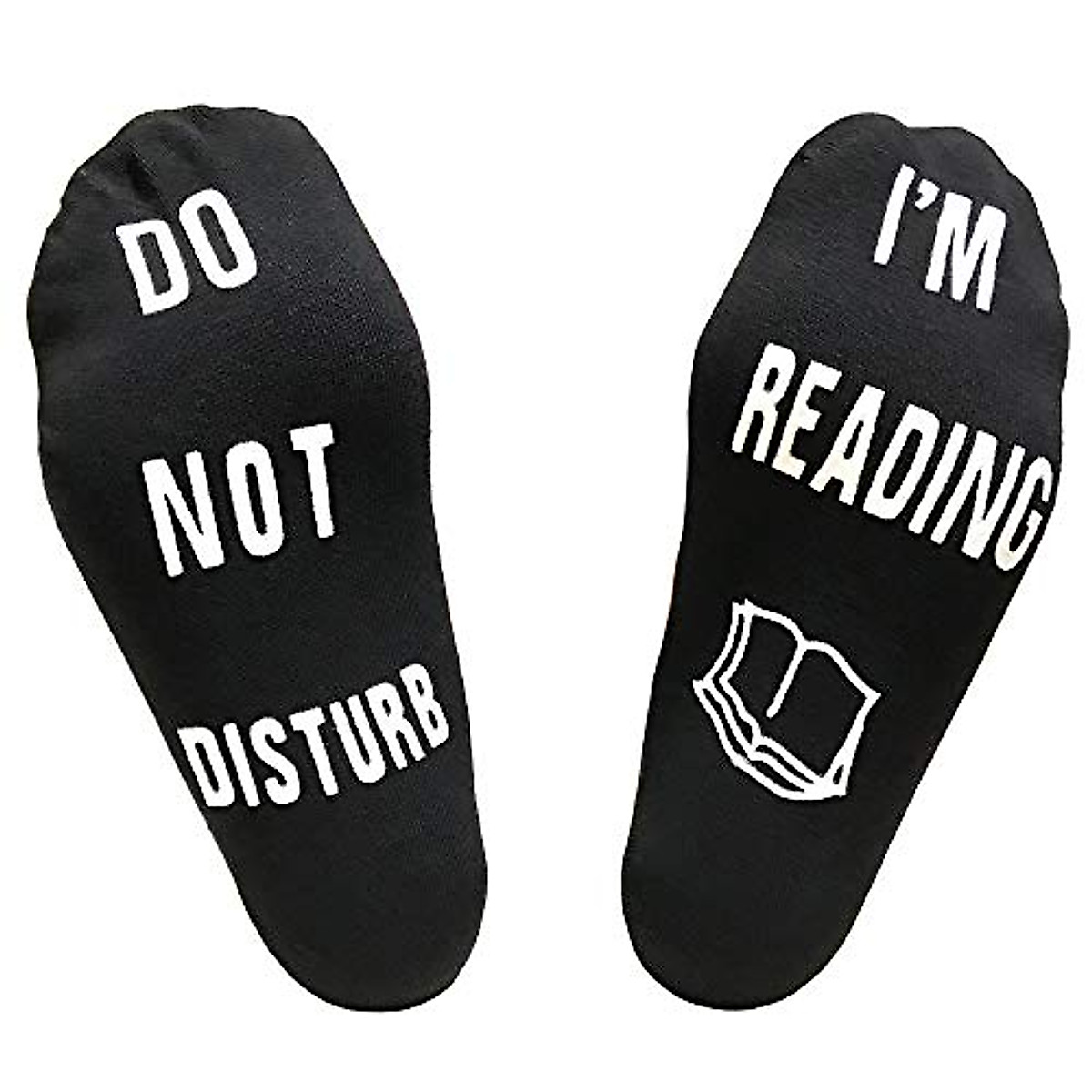 Do Not Disturb I'm Reading Novelty Nerd Socks Funny Gifts for Men Women Geeks (Black, Small)