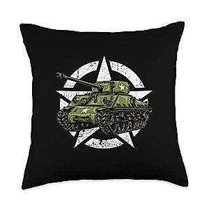 Tanks of World War II a Sherman M4 Tank M4 Sherman World War 2 Army Vintage Tank a Military Boy Throw Pillow, 18x18, Multicolor