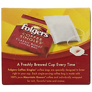 Folgers Coffee Singles Classic Roast Coffee Bags, 6 Ounce, (Pack of 38)
