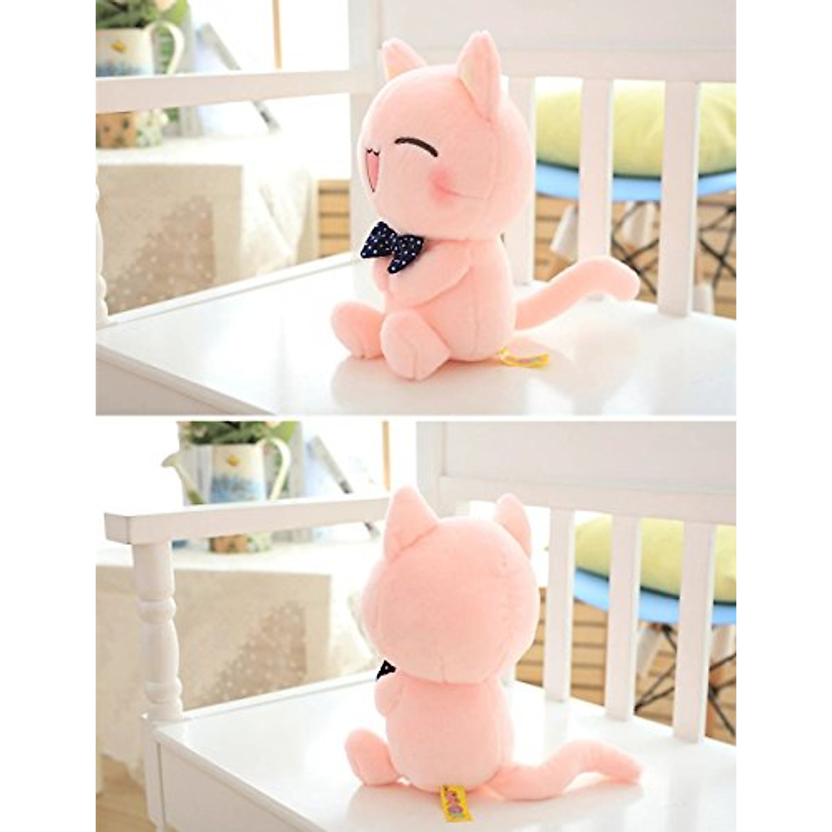 ECTY Cat Plush Cute Plushies, Pink Cat Plushie, Cat Stuffed Animals, Kawaii Plush Toys for Kids - 11 inch