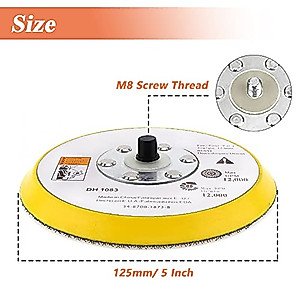 Mesee 2 Packs 5 Inch Hook & Loop Backing Pad, M8 Thread Arbor PU Sanding Backer Plate Random Orbital Sander Disc Pads Replacement Polisher Tool Accessory for Car Polishing Waxing Buffing