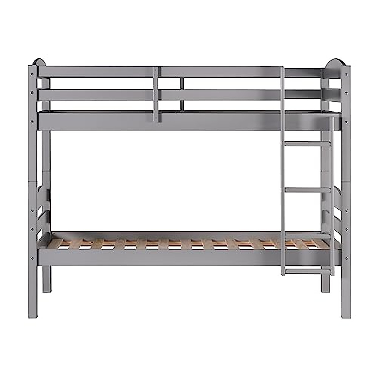 Walker Edison Della Transitional Twin-Over-Twin Bunk Bed Frame, Twin Size, Grey