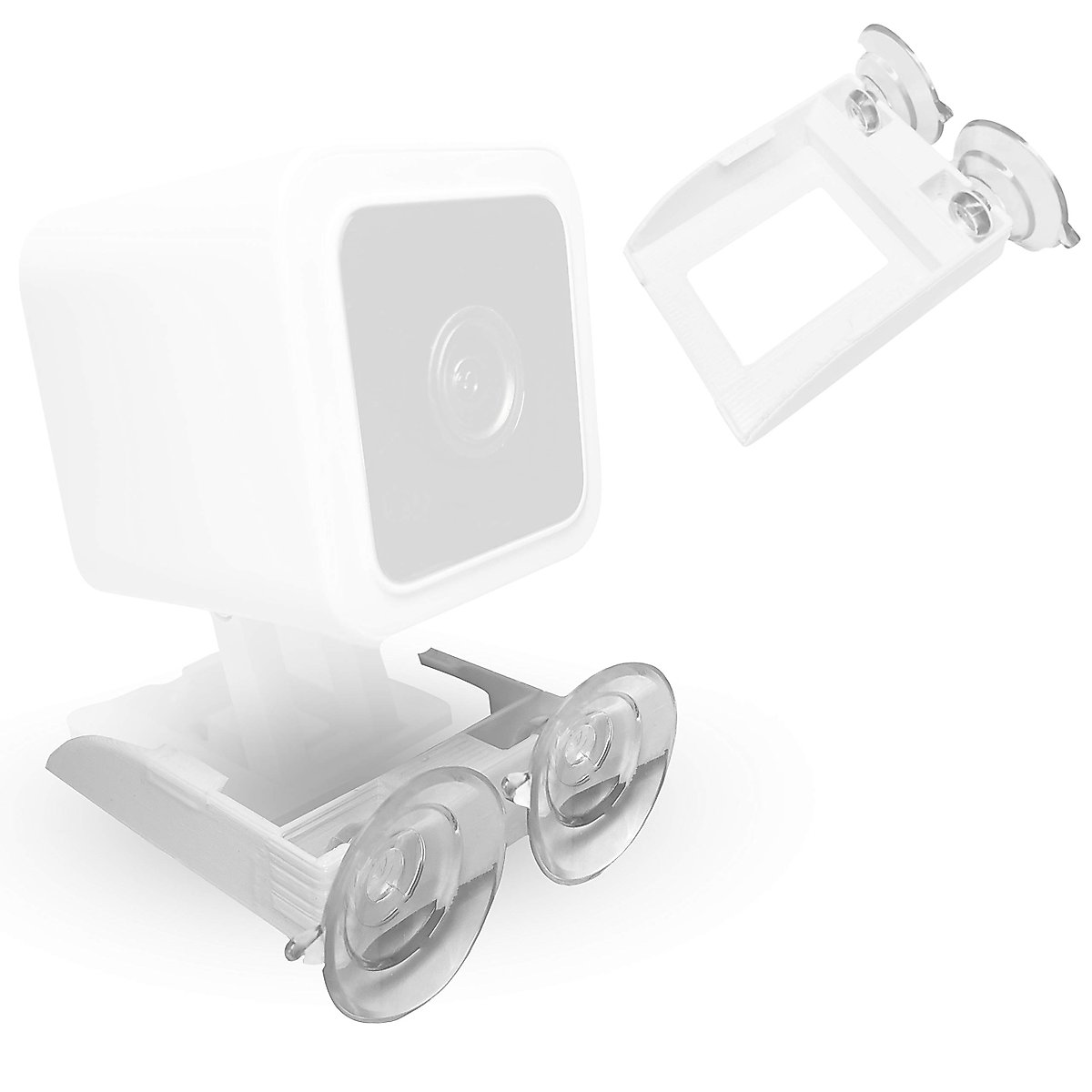 v3 Wyze Compatible Secure Suction Mount (Camera Not Included) – Bracket Shelf with Dual Suction Cups Allows 360 Swivel – Affixes to Window Glass, Mirror, and Smooth Surfaces by Arthon (v3, 1 Mount)