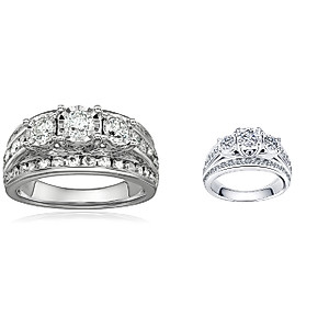 La4ve Diamonds 2.00 Carat Diamond, Channel and Prong Set 10K White Gold 3-Stone Miracle Diamond Wedding Ring (I-J, I2-I3) Real Diamond Rings For Women | Gift Box Included (Size-7)