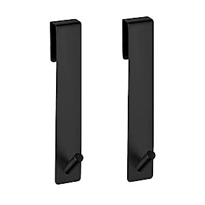 Extended Shower Door Hooks 7-inch, Over Door Hooks for Bathroom Frameless Glass Shower Door,Heavy Duty Rack Hooks, Stainless Steel Towel Hooks,for Robe 2 Pack (Black)