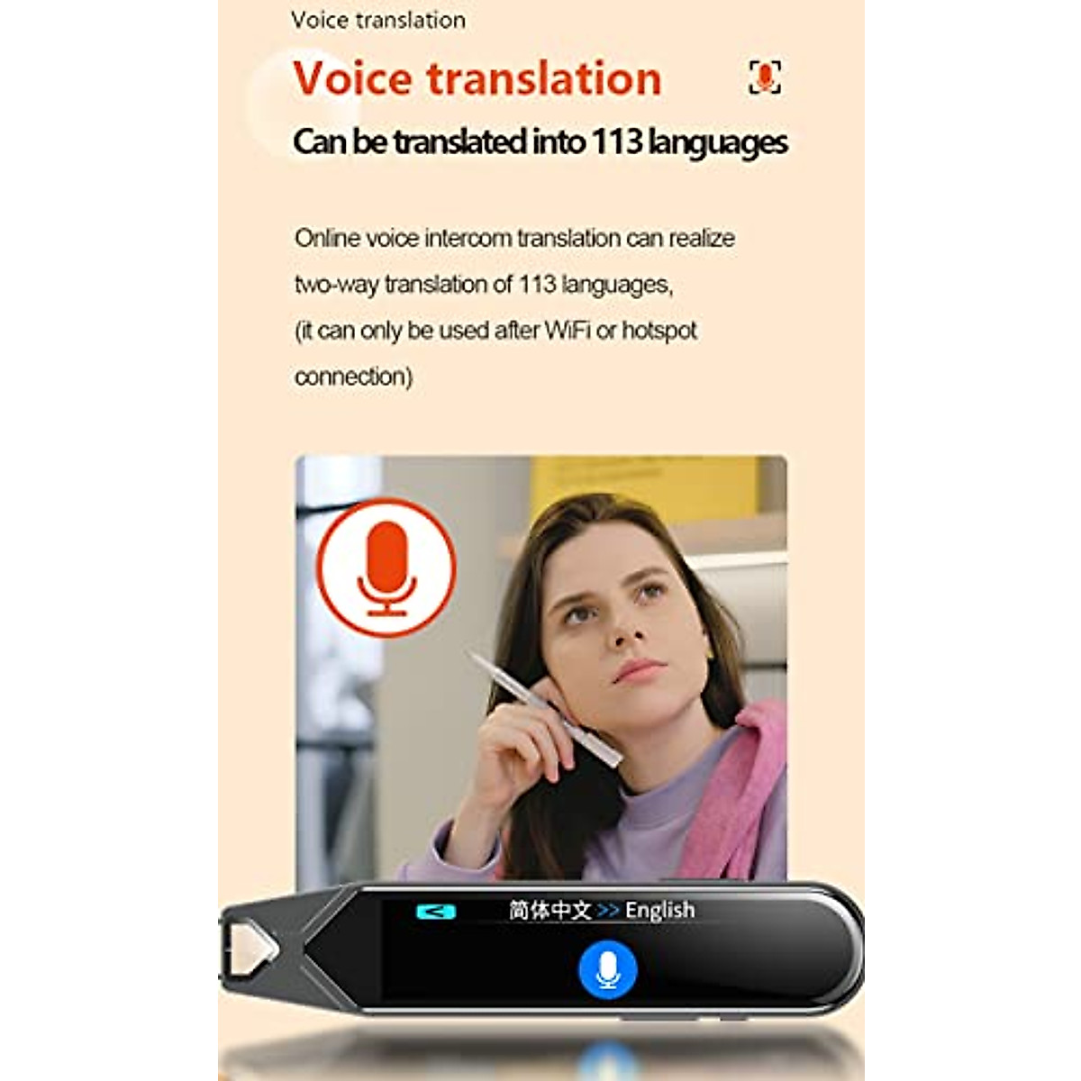 Language Translator with Camera, 5.0 LCD Touchscreen, Camera & Voice Translator, Translator Pen Scanner, OCR Reading Pen with Text to Speech, WiFi Connection, 112 Languages