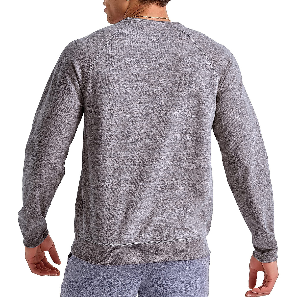 Hanes Men's Crewneck Sweatshirt, Tri-Blend French Terry, Black 50R Pe Heather, X-Large