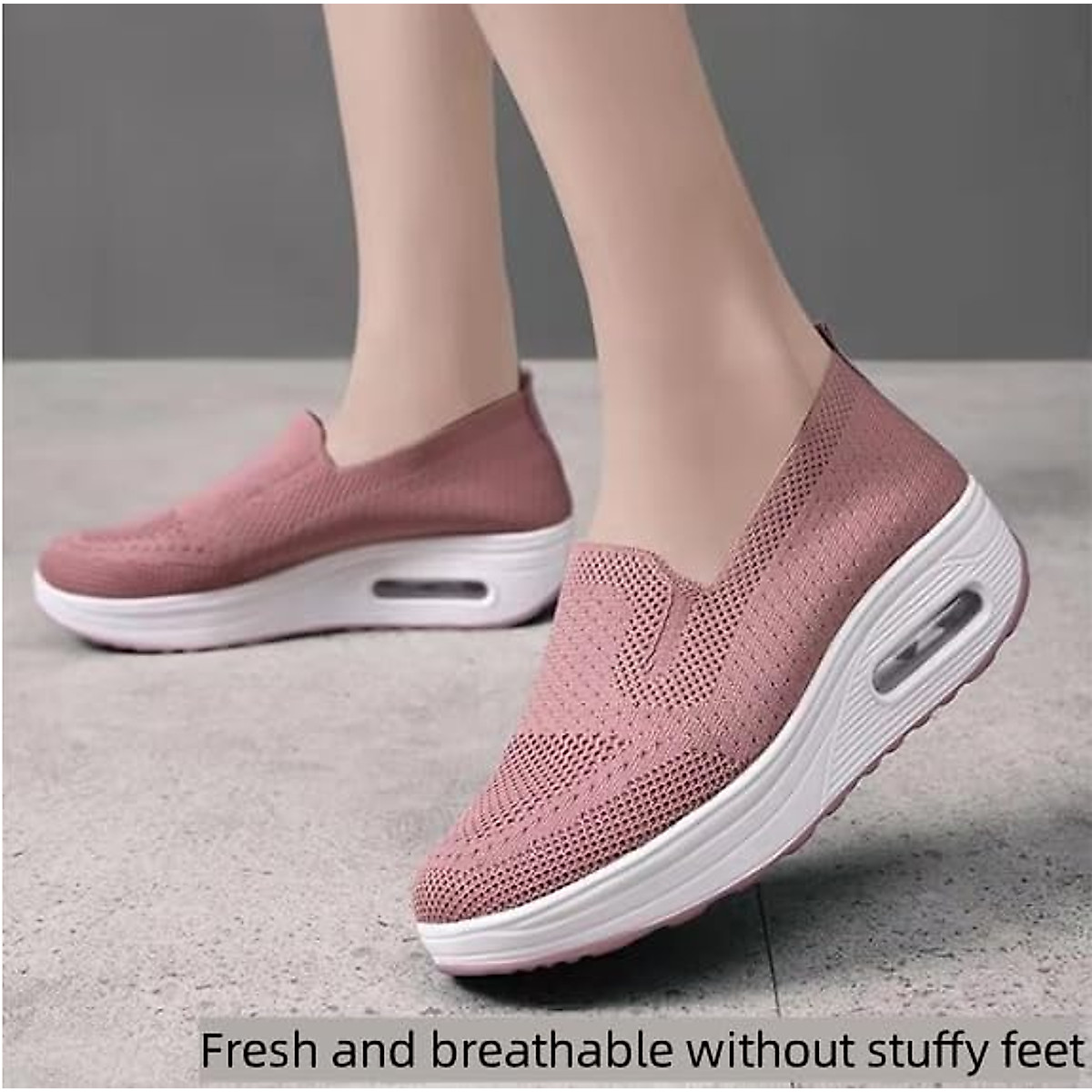 Fitsshoes Women Orthopedic Sneakers,Slip-On Light Air Cushion Mesh Shoes,Casual Breathable Walking Shoes with Arch Support (7.5, Pink)
