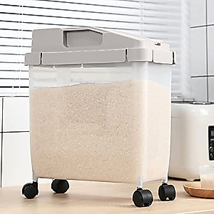 Rice Container 20l Food Grain Container, Portable Rice Container with Measuring Cup, Large Capacity for Storage, Suitable for Kitchen Video Storage