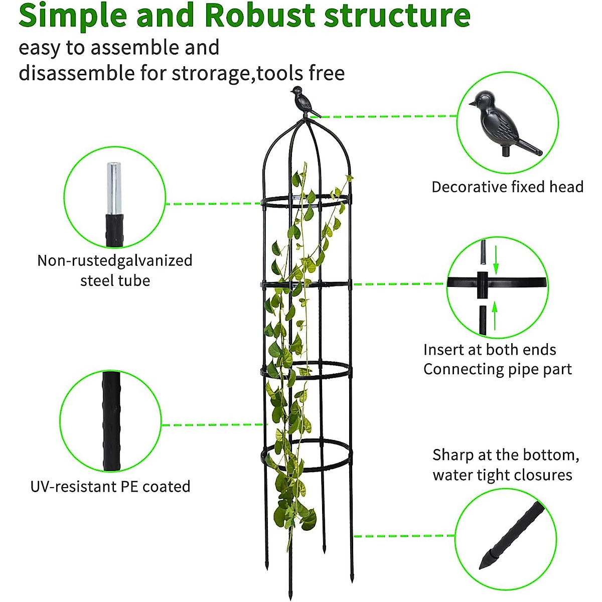 Garden Trellis for Climbing Plants Outdoor, 6ft Tall Plant Trellis Support for Potted Plants Climbing Vine Rose Clematis Vegetable Cucumber Trellis, Garden Obelisk Trellis