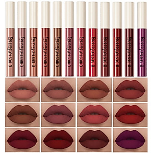 Aseawave Matte Liquid Lipstick Makeup Set, Pigmented Long Lasting Lip Gloss Set, Non-Stick Cup Not Fade Professional Lip Makeup Gift Kit for Women