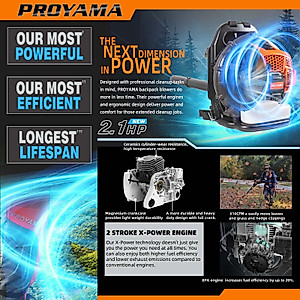 PROYAMA 54CC Gas Powered Backpack Leaf Blower 780CFM 248MPH Extreme Duty 2-Cycle Gasoline Powered Leaf blowers for Lawn Care Yard Snow Blowing Dust Debris