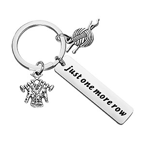 AKTAP Knitting Lover Keychain Crocheting Jewelry Just One More Row Knitting Maker Gift for Knitter Grandmother Gift (Knitting Lover Keychain)