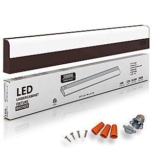 Hardwired LED Under Cabinet Task Lighting - 16 Watt, 24", Dimmable, CRI>90, 3000K (Warm White), Bronze, Wide Body, Long Lasting Metal Base with Frost Lens
