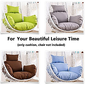 Egg Chair Cushion Only, Outdoor Hanging Swing Chair Seat Cushion Replacement, Thicken Waterproof Washable Hammock Chair Cushion Cover with Headrest and Armrests Beige