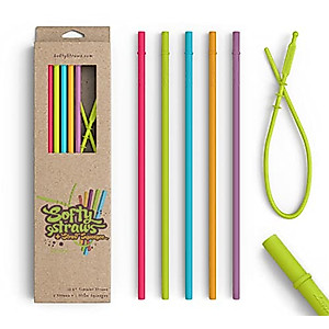 Long Silicone Straws With Stoppers for Tumblers - Slender Silicon Rubber Reusable Drinking Straws for Simple Modern, Starbucks, Yeti, rTic, Acrylic 24 30 40 oz Tumbler Cups - Flexible BPA Free