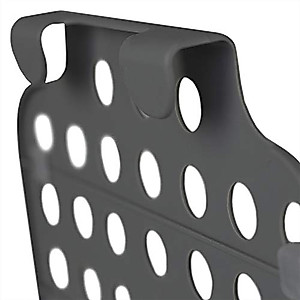 Home Basics Adjustable Over The Cabinet Door Mount Plastic Organizer Storage Space Saving Hanging Basket for Kitchen, Pantry, Vanity and Bathroom, Cle