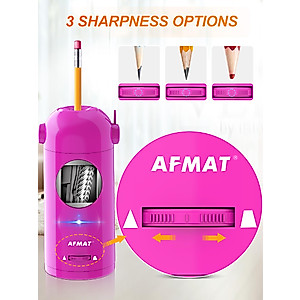 AFMAT Electric Pencil Sharpener for Colored Pencils, Fully Automatic Robot Pencil Sharpener, Auto in & Out, Rechargeable Hands-Free Pencil Sharpener for 7-11.5mm Jumbo Pencils, Home, Classroom