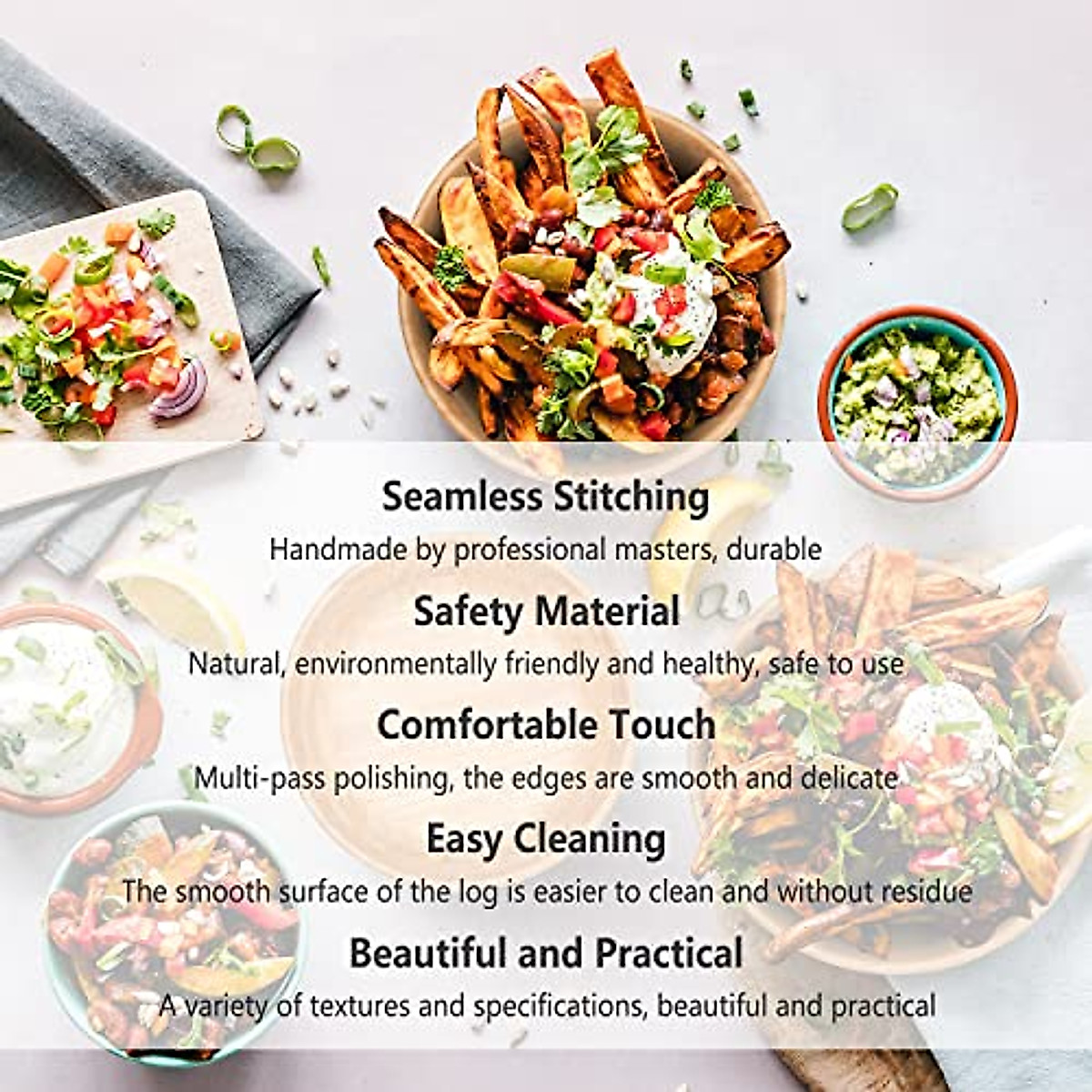 GinSent Bamboo Salad Bowls Set, 3 Pack Stackable Salad Serving Bowls, Eco Friendly Natural Wooden Bowls For Food, Salad, Fruit, Rice, Pasta, Soup, Cereal, Snack and Nuts