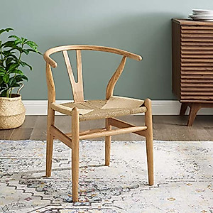 Modway Amish Mid-Century Wood Kitchen and Dining Room Chair in Natural