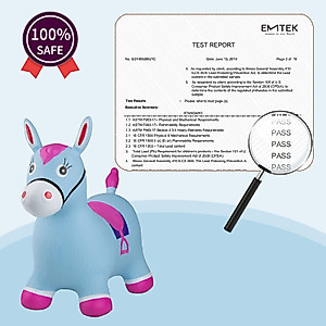 INPANY Bouncy Horse Hopper - Inflatable Jumping Horse, Ride on Rubber Bouncing Animal Toys for Kids/Toddlers/Children/Boys/Girls (Pump Included)