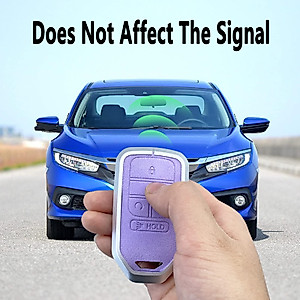 Yuebutor Aluminum Alloy Key Fob Cover Case Compatible with Honda Accord Civic Pilot CRV HRV CRZ Fit Odyssey Passport Jed Crider Crosstour Crider Spirior Accessories (Purple)