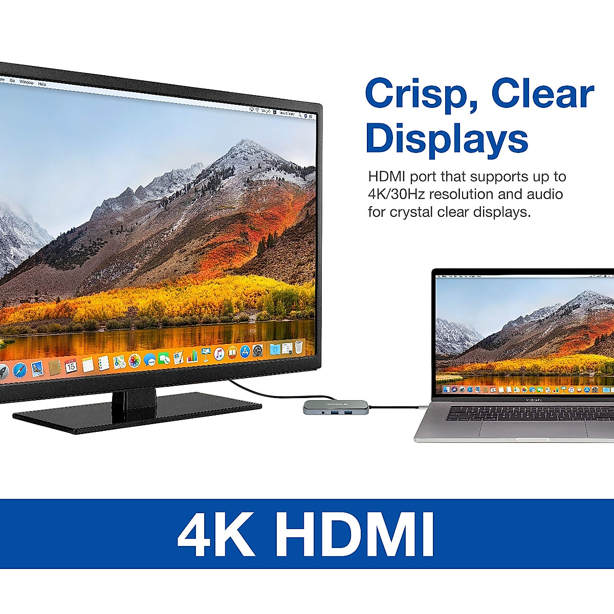 Verbatim 8-in-1 USB C Hub w/Dongle - USB Hub for Laptop w/ 100W PD, 2 USB 3.0 Ports, 2 USB C Ports, SD Card Readers, HDMI, 3.5mm Audio Port, Compact USB-C Hub