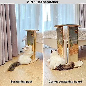 FuneeTop 2 in 1 Corner Cat Scratcher, Foldable Cat Scratching Board for Indoor Cats, 25 Inch Cat Scratching Post, Protecting Furniture Wall Corner Cat Scratcher