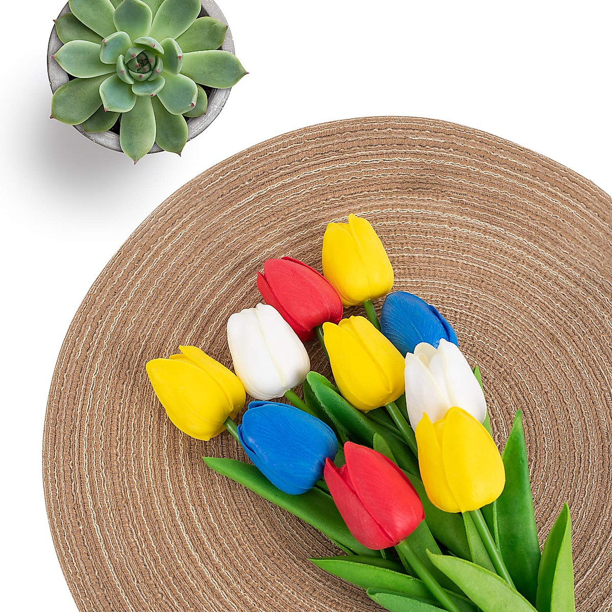 20pcs Fake Tulips Artificial Flowers for Decoration. Fake Flowers Artificial Tulip Bouquet Real Touch PU Faux Flowers for Valentines Day Anniversary Home Wedding Party Office Hotel Garden Floral Décor