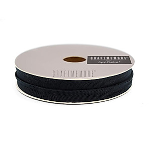 CRAFTMEMORE 1 Inch Twill Tape Fabric Ribbons Webbing Herringbone Twill Bias Binding Tape for Clothes Sewing Craft Trim Lace 18 Yards (MP26 Black)