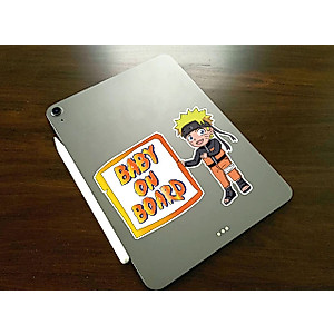 Baby on Board Sign Super Funny Cartoon Sticker to Caution Drivers by Placing Warning Decals on Car Accessories Windows Bumpers for Safety Measures Perfectly Designed Anime in |5" Height X 7" Width|