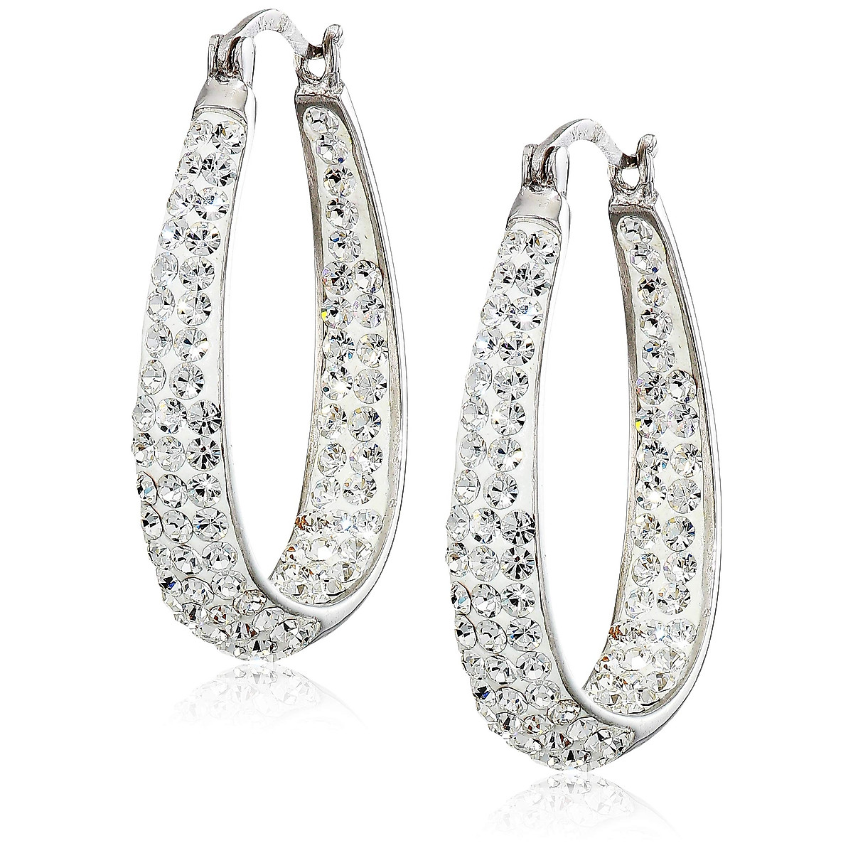 Amazon Essentials Sterling Silver Crystal Inside Out Hoop Earrings (previously Amazon Collection)