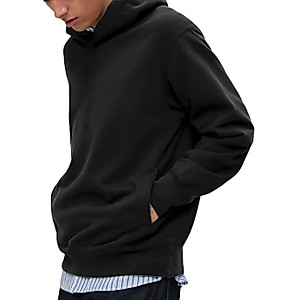 Hatant Mens Hoodie with Side Pockets Heavyweight Plush Fleece Pullover Hoodie for Men Winter Men's Athletic Sweatshirt Cotton Oversized Sweatshirt for Men Gym Workout Tops HS-XL A-black