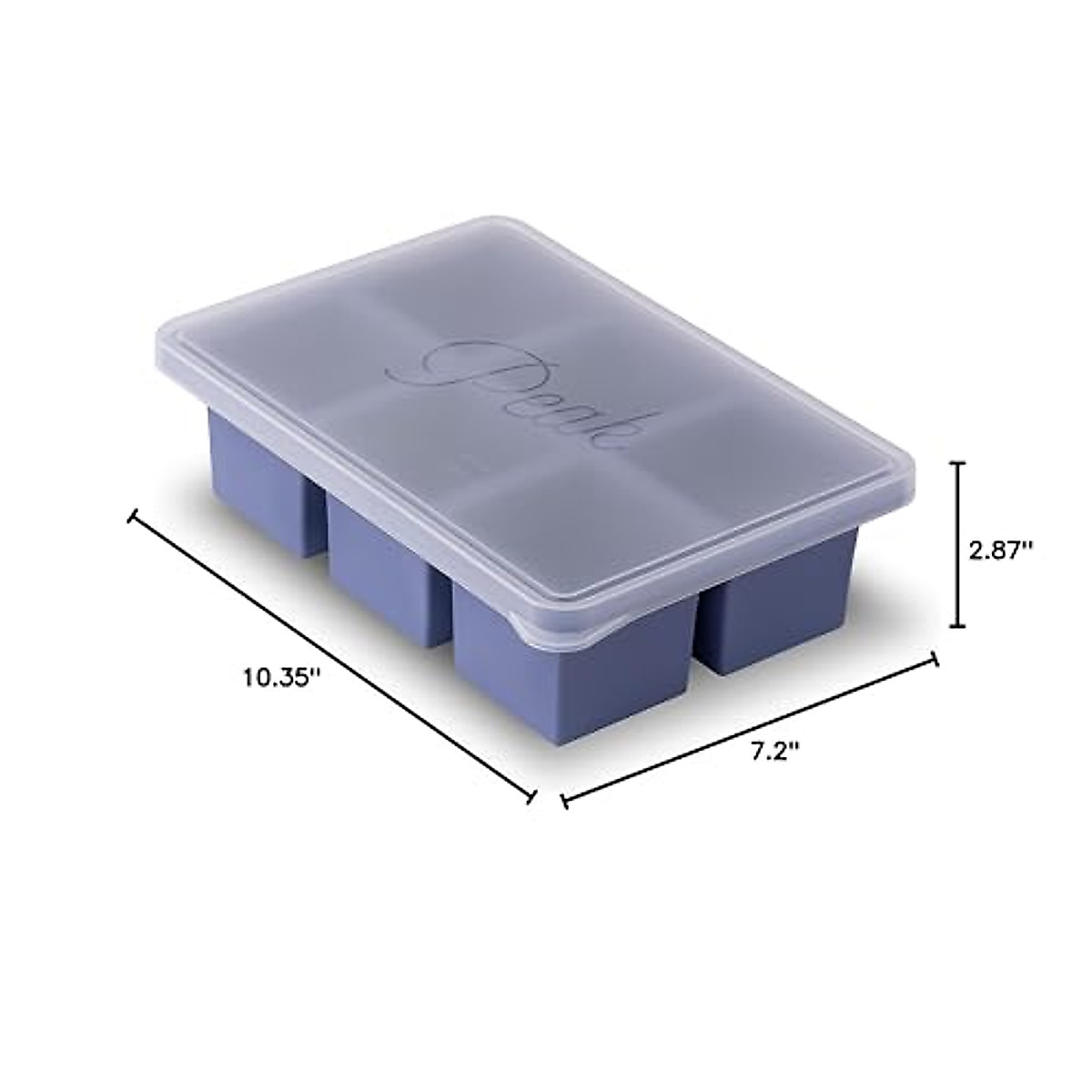 W&P Cup Cubes Silicone Freezer Tray with Lid, Blue, Makes 6 Perfect 1-Cup Portions, Freeze & Store Soup, Broth, Sauce, Leftovers, Dishwasher Safe