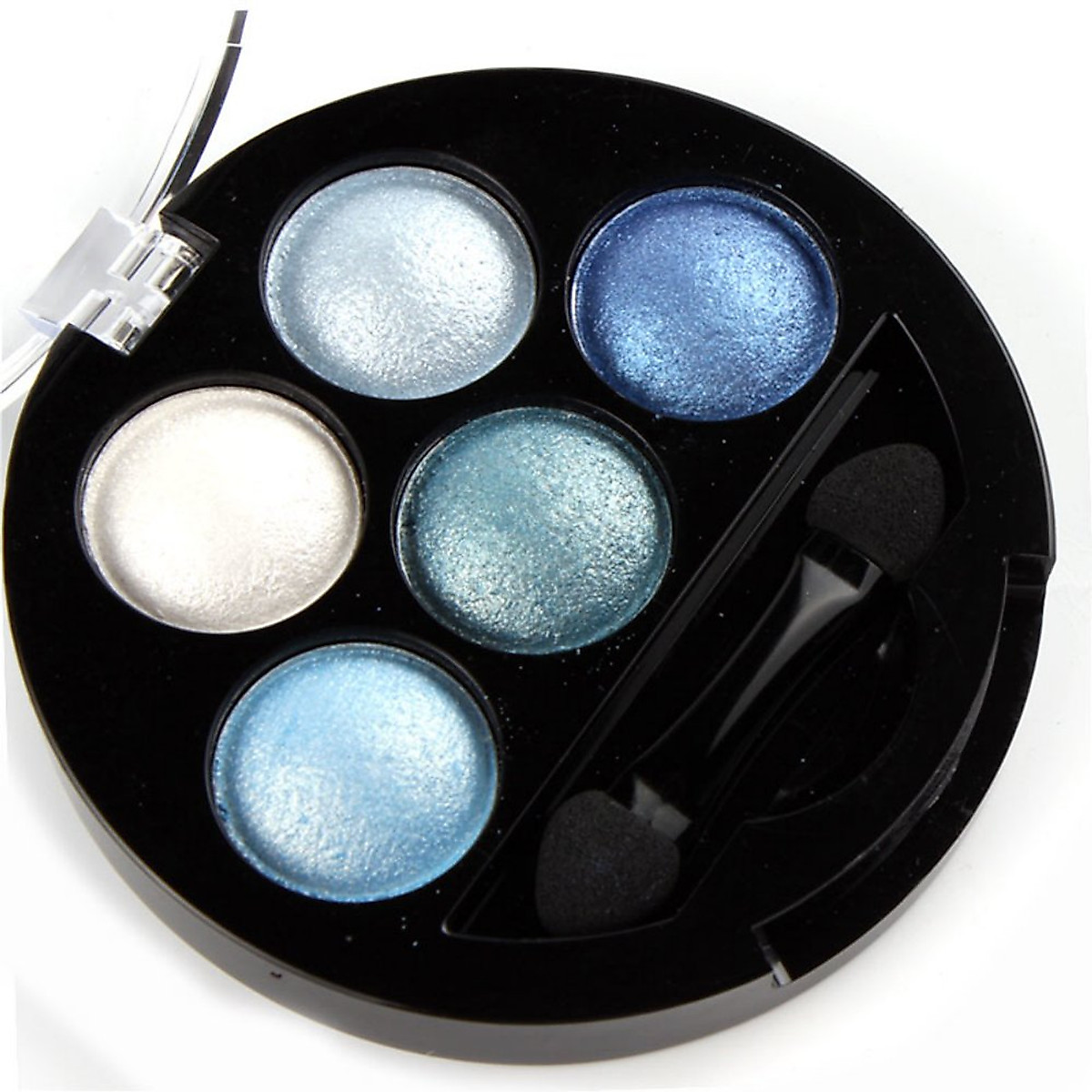 Mallofusa Portable 5 Colors Eye Shadow Palette Trendy Eyeshadow Powder Glitter Makeup Metallic Shimmer Charming Highlight Look (Ice Age) 4.7oz