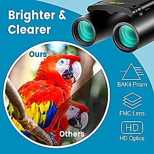 WRNRN 12X25 Mini Pocket Binoculars Compact, Small Lightweight Foldable Binoculars for Adults Kids Bird Watching, Travel, Opera Concert, Hiking, Cruise, Football Game