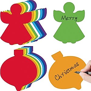 Harloon 100 Pcs Christmas Angle Cutouts Ball Cutouts Set 5.5'' Christmas Paper Cut Outs Classroom Bulletin Board Decoration Colorful Xmas Craft Cutout with 100 Pcs Glue Point for Kids School, 8 Colors