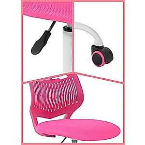 COZYCASA Task Chair for Teens Boys Girls 360 Slip Wheels Breathable Fabric Soft Pad Swivel Seat Ergonomics Backrest, Height Adjustable Liftup 29.5"-34.3" (Pink)