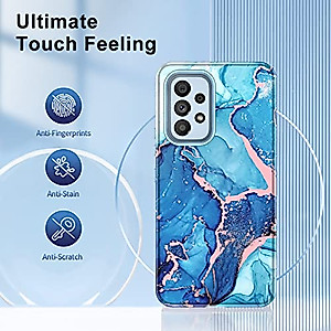Hekodonk for Samsung Galaxy A53 5G case,Heavy Duty Full Body Shockproof Drop Rugged Protection 3 in 1 TPU+PC Slim Marble Phone Case Dustproof Anti-Scratch Cover for Galaxy A53 5G Light Blue Marble