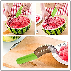 Gayisic 4 PCS Watermelon Slicer Cutter, Fruit Carving Tools Knife Kit , Stainless Steel Fruit Corer Cutter Kit for Ice Cream Melon Fruit Slicer