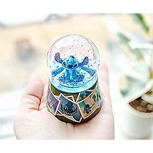 Disney Lilo & Stitch Vintage Photos Mini Light-Up Snow Globe with Swirling Glitter | 3 Inches Tall