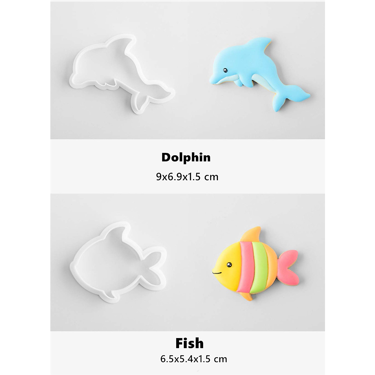 Cookie Cutters 8 Pieces Biscuit Sandwich Cutter Dolphin Whale Octopus Fish Shapes Vegetables Fruits Bread Crust Slicer Kit for Kids Bento Lunch Box