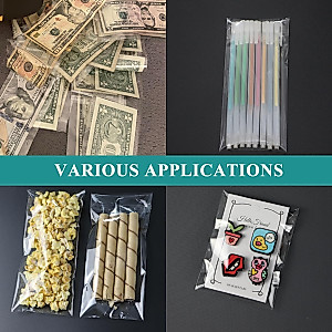 Miraclekoo 100Pcs Cake Money Box Transparent Bags 3.1X6.7in Clear Self Sealing Cellophane Bags Resealable Cello Poly Bags Money Sleeves for Birthday Wedding Party Decoration