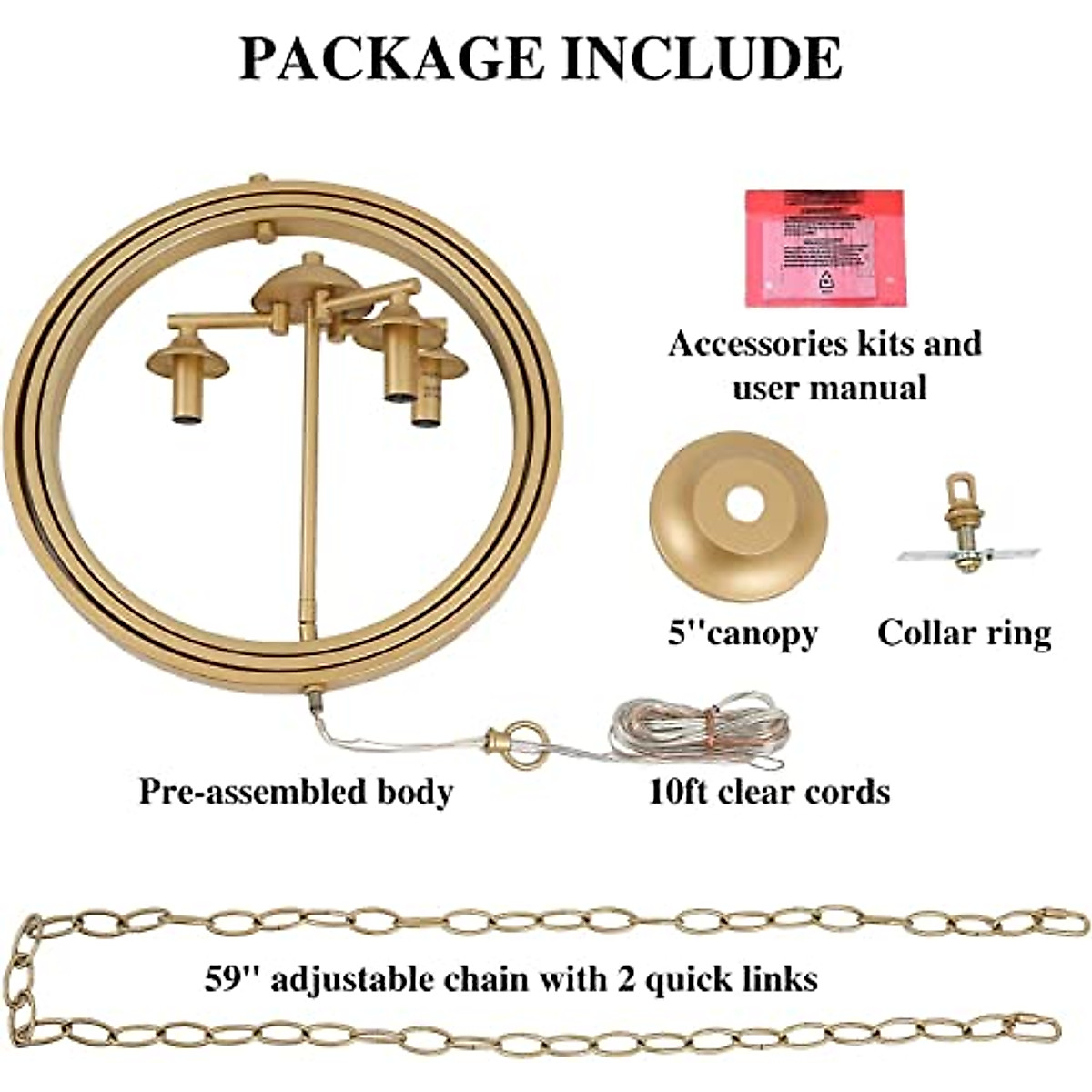 KSANA Gold Orb Chandelier Modern Globe 3 Light Fixture for Dining & Living Room, Bedroom, Foyer and Kitchen