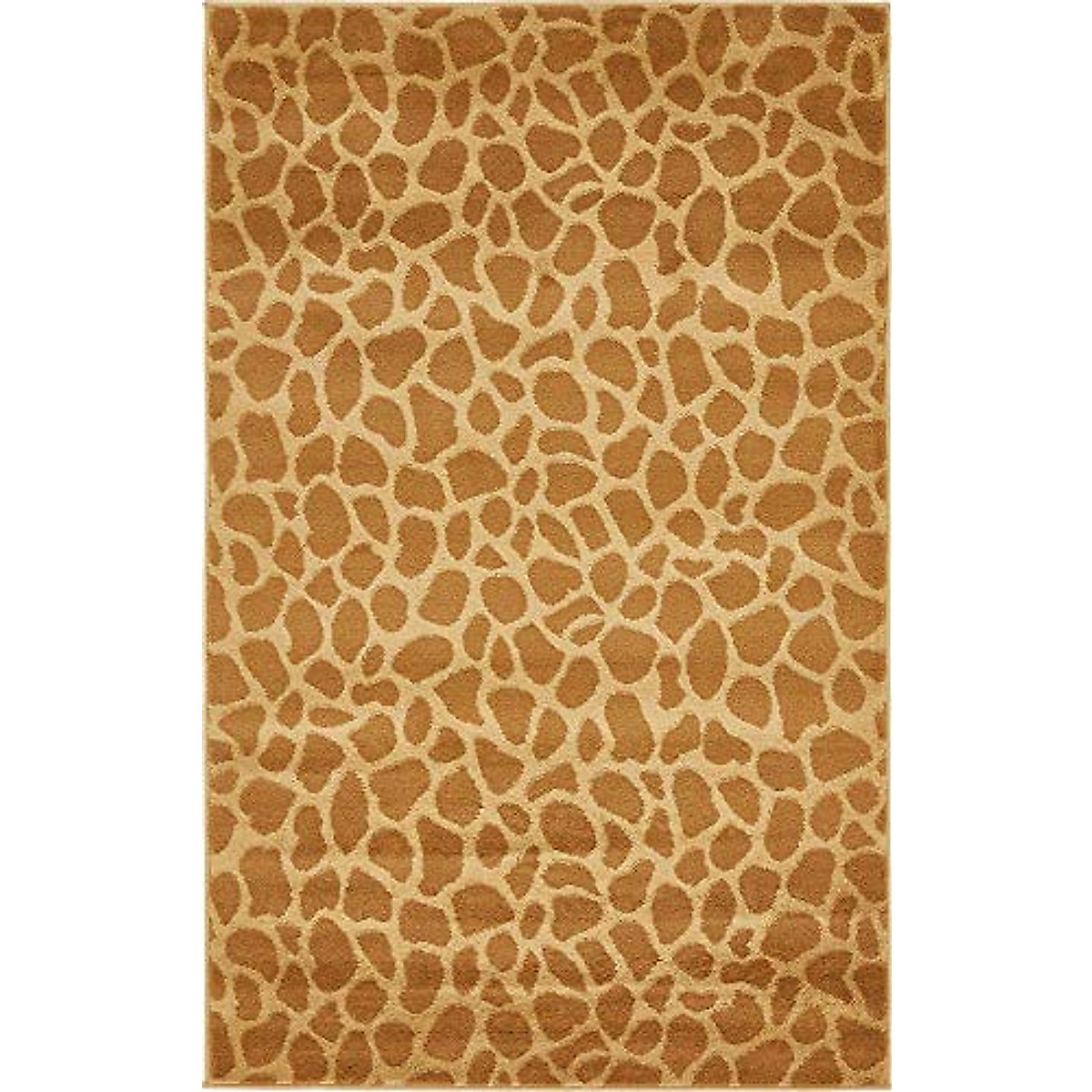 Unique Loom Wildlife Collection Animal Inspired with Giraffe Print Design Area Rug, 3 ft 3 in x 5 ft 3 in, Yellow/Light Brown