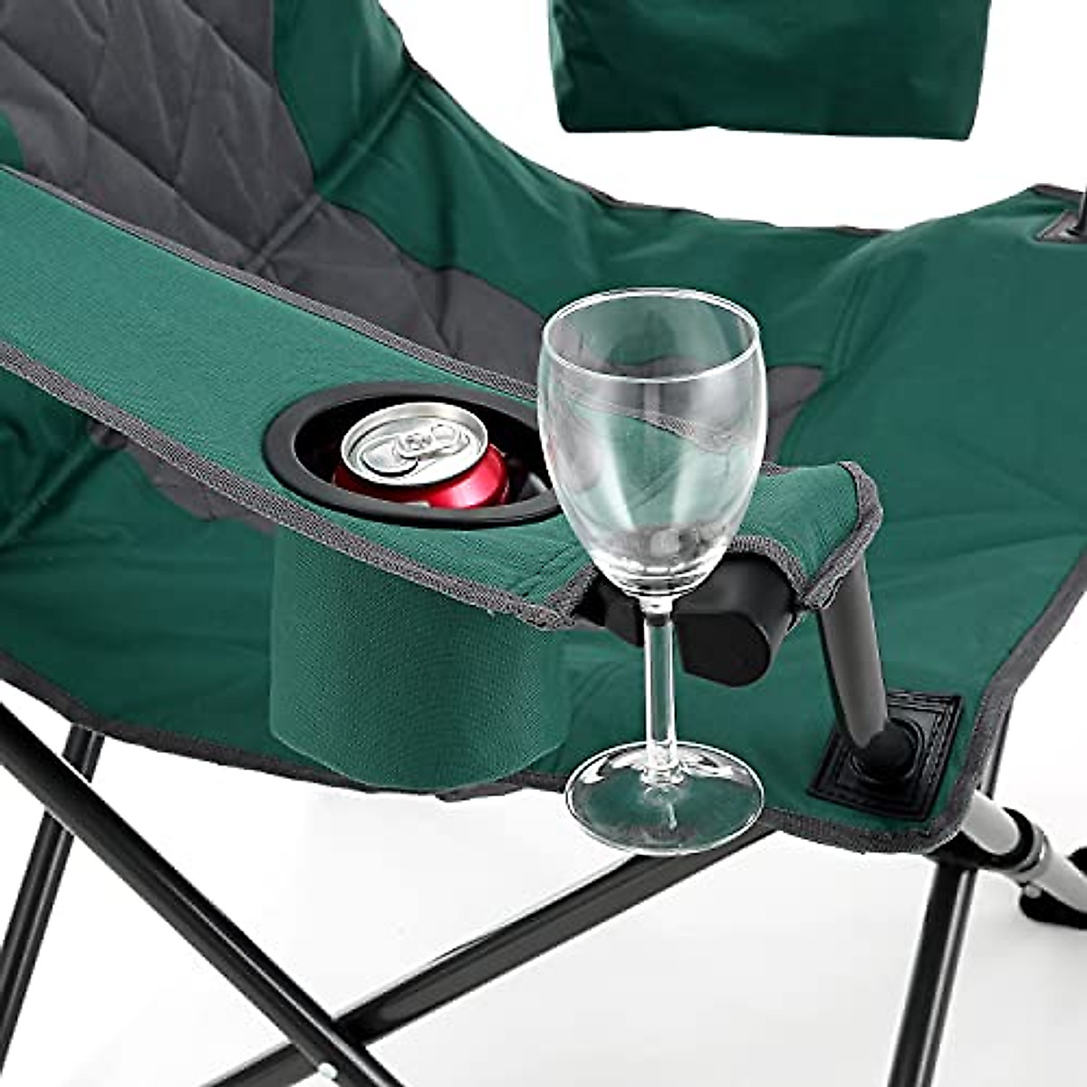 ARROWHEAD OUTDOOR Portable Folding Camping Quad Chair w/ 6-Can Cooler, Cup & Wine Glass Holders, Heavy-Duty Carrying Bag, Padded Armrests, Headrest & Seat, Supports up to 450lbs, USA-Based Support